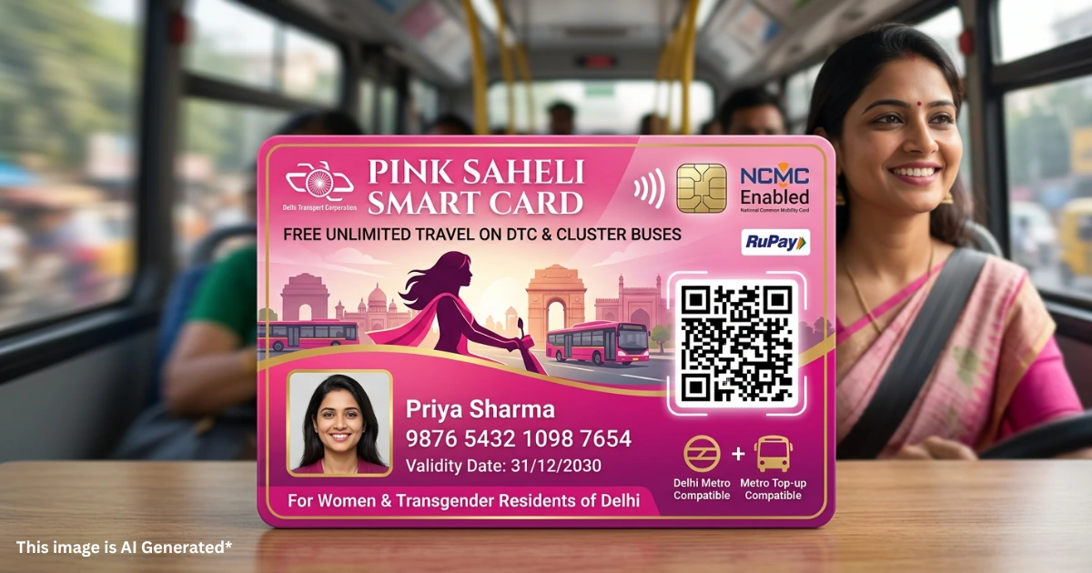 Delhi Pink Saheli Smart Card 2026: Free Travel for Women